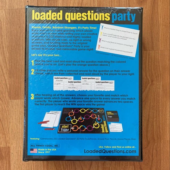All Things Equal, Inc. | Games | New Party Loaded Questions Board Game ...